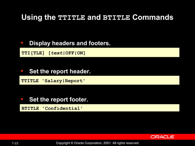Producing Readable Output With Isqlplus Oracle Data Base Ppt