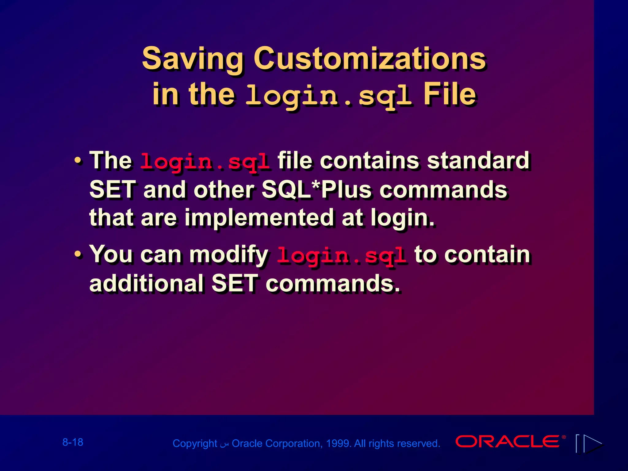Les08[1] Producing Readable Output with SQL*Plus | PPT