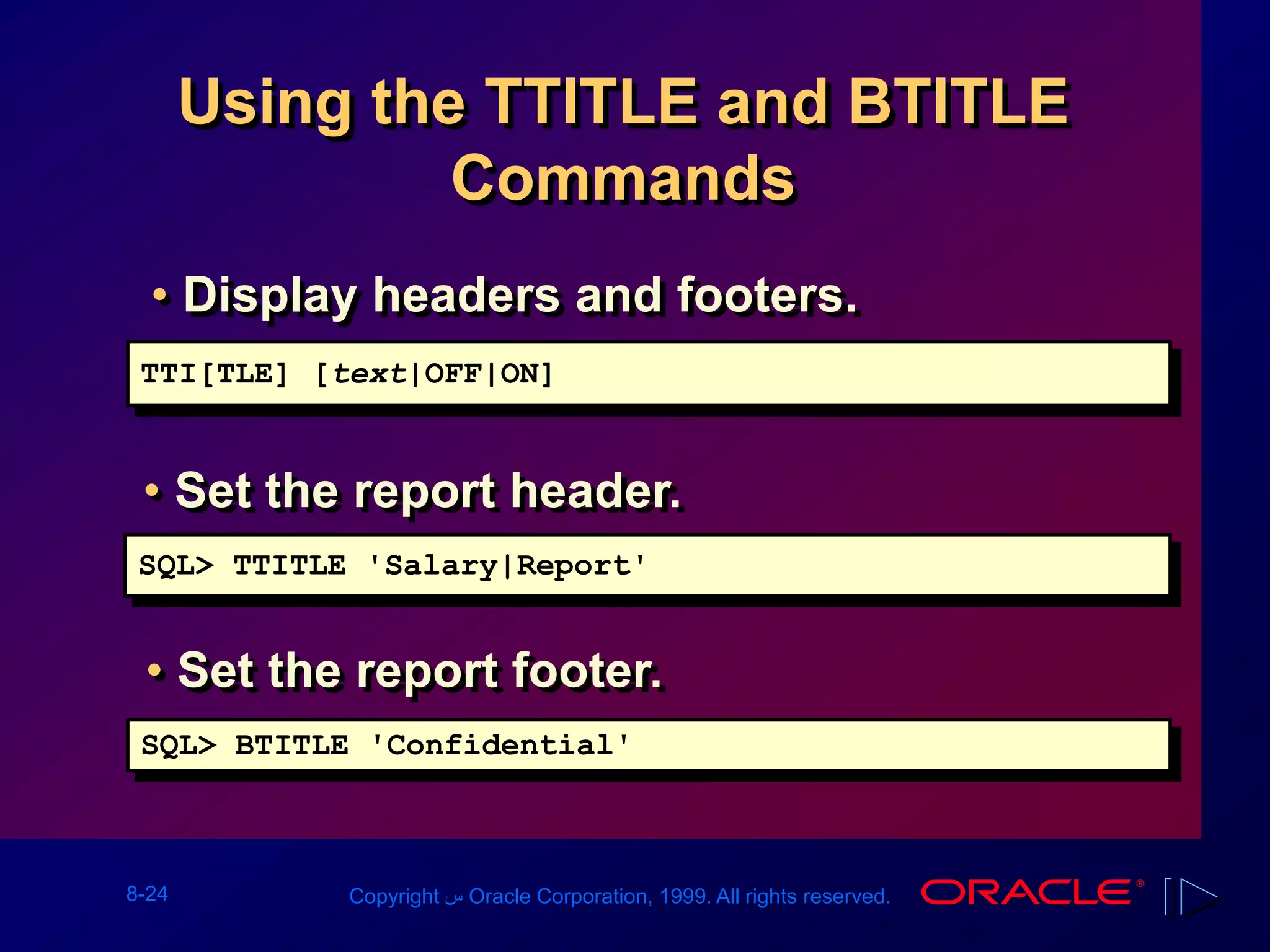 Les08[1] Producing Readable Output with SQL*Plus | PPT