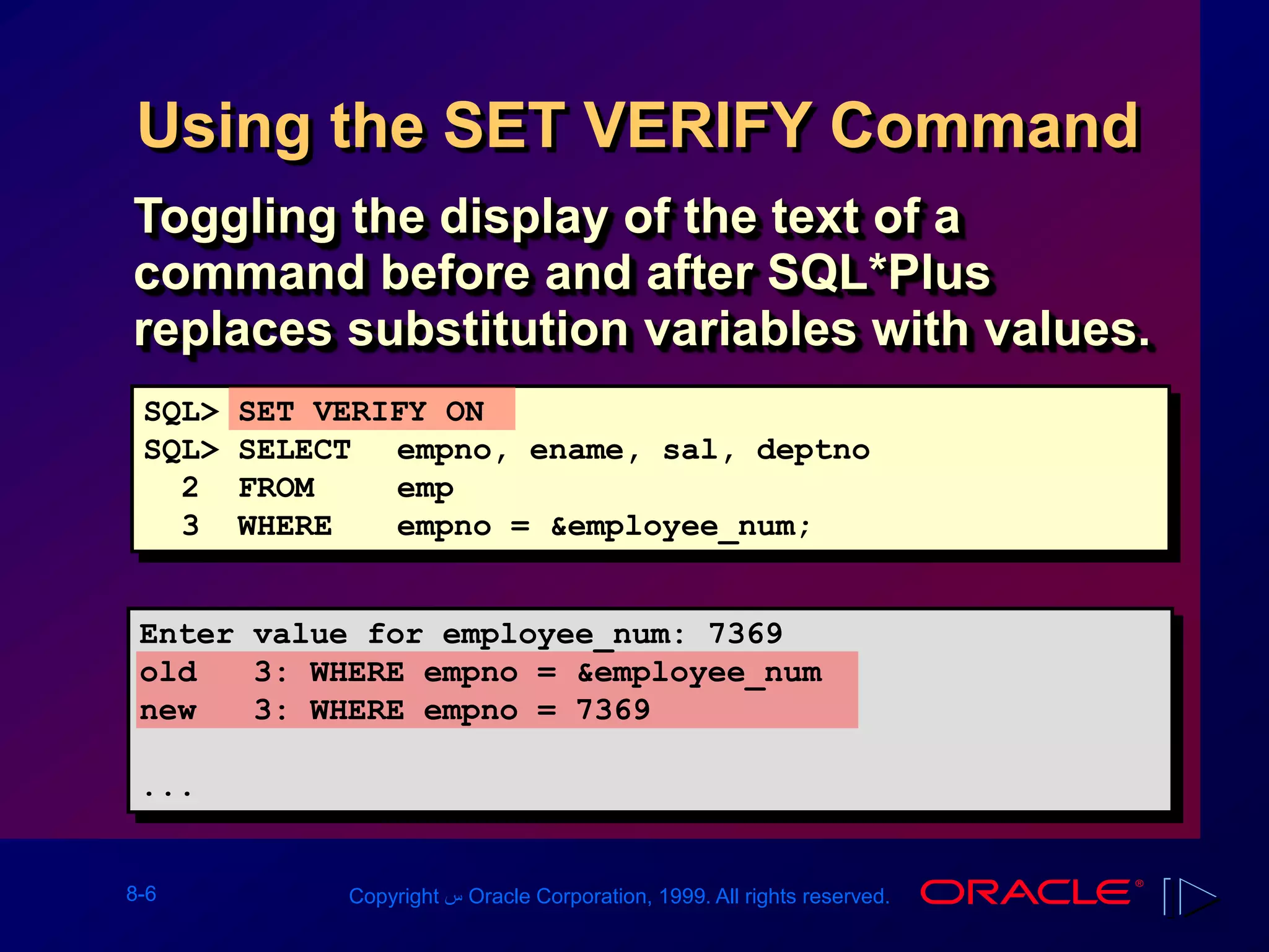 Les08[1] Producing Readable Output with SQL*Plus | PPT