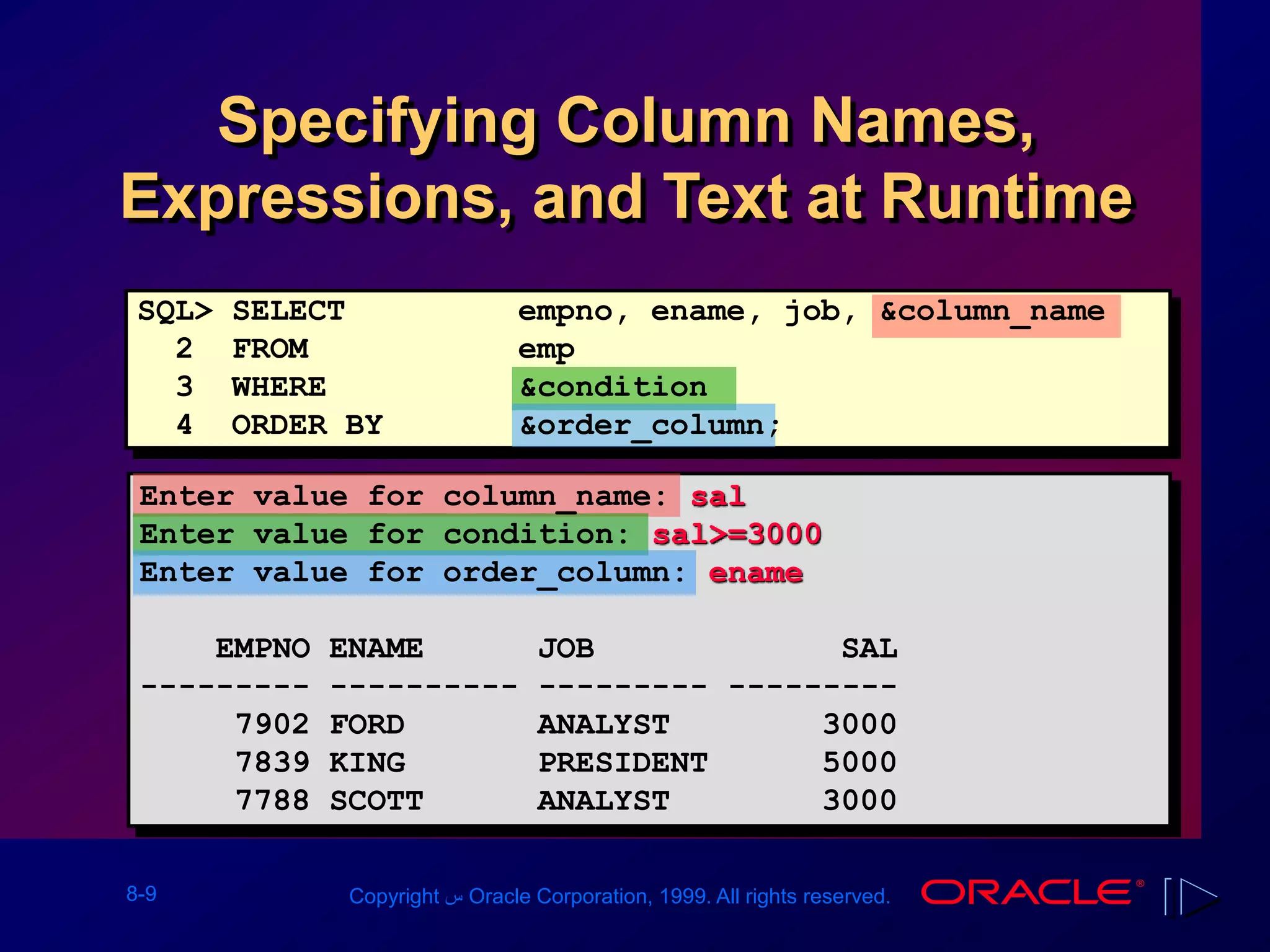 Les08[1] Producing Readable Output with SQL*Plus | PPT
