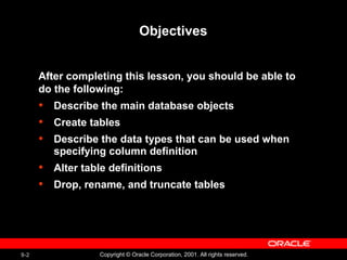 Creating and Managing Tables -Oracle Data base | PPT