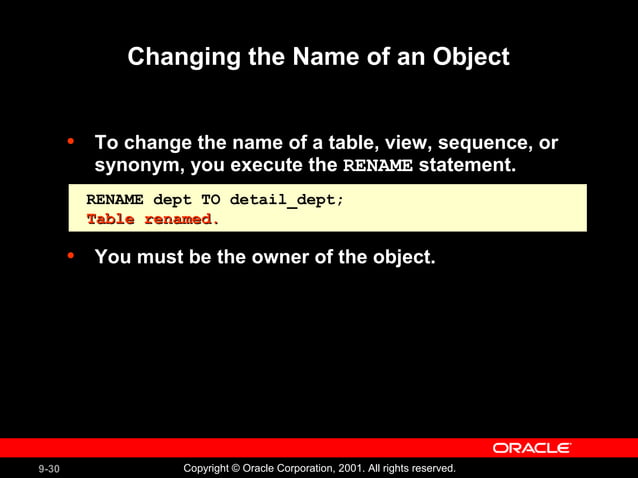 Creating and Managing Tables -Oracle Data base | PPT