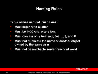Creating and Managing Tables -Oracle Data base | PPT