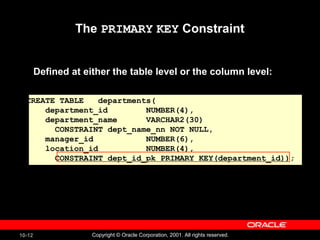 Including Constraints -Oracle Data base | PPT