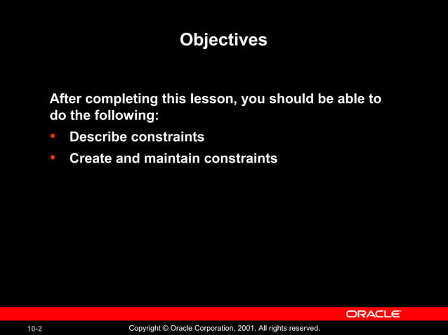 Including Constraints -Oracle Data base | PPT