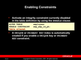 Including Constraints -Oracle Data base | PPT