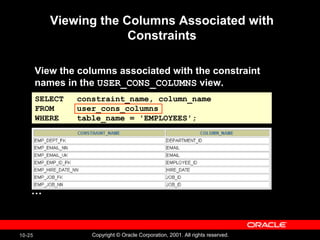 Including Constraints -Oracle Data base | PPT