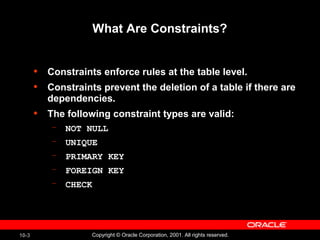 Including Constraints -Oracle Data base | PPT