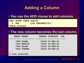 Les10[1]Creating and Managing Tables | PPT
