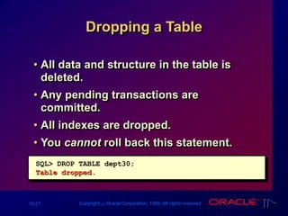 Les10[1]Creating and Managing Tables | PPT