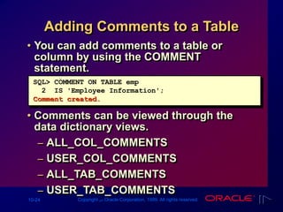 Les10[1]Creating and Managing Tables | PPT
