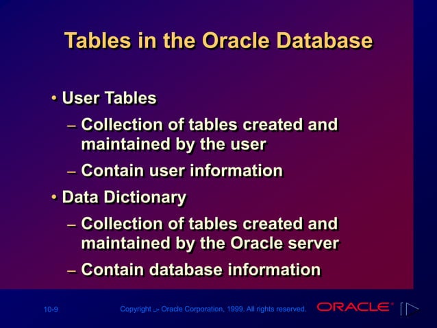 Les10[1]Creating and Managing Tables | PPT | Databases | Computer Software and Applications