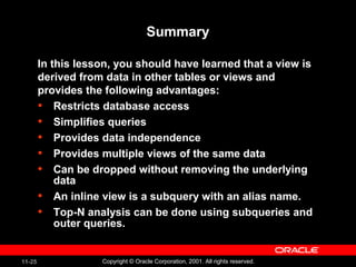 Creating Views - oracle database | PPT
