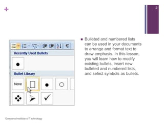 Les13 Working With Lists | PPTX