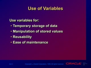 Les16[1]Declaring Variables | PPT | Databases | Computer Software and Applications
