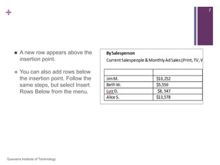 Les19 Working With Tables | PPT