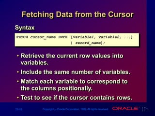 Les21[1]Writing Explicit Cursors | PPT