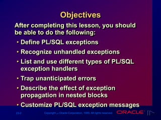 Les23[1]Handling Exceptions | PPT | Databases | Computer Software and ...