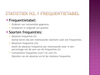 Les 3. Blok 3 Statistiek Frequentieverdeling 2. | PPT