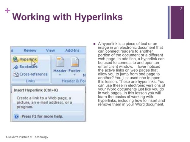 Les5 Working With Hyperlinks | PPT