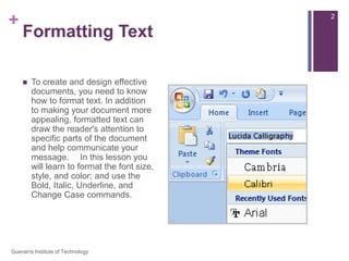 Les8 Formatting Text | PPTX