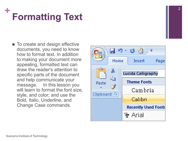 Les8 Formatting Text | PPTX