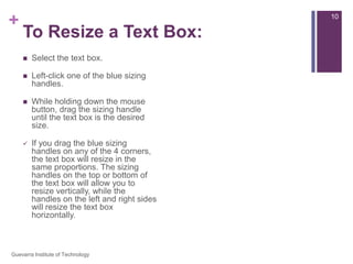 Les9 Working With Text Boxes | PPT
