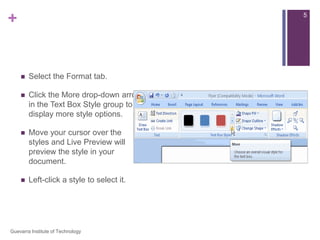 Les9 Working With Text Boxes | PPT