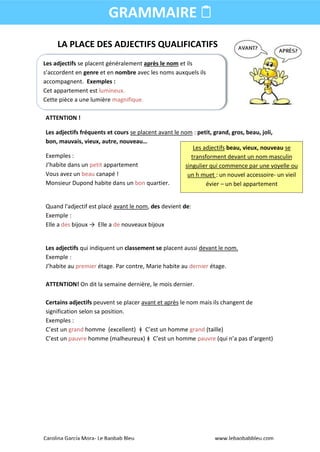 Les adjectifs: formation et emploi (A2) | PDF
