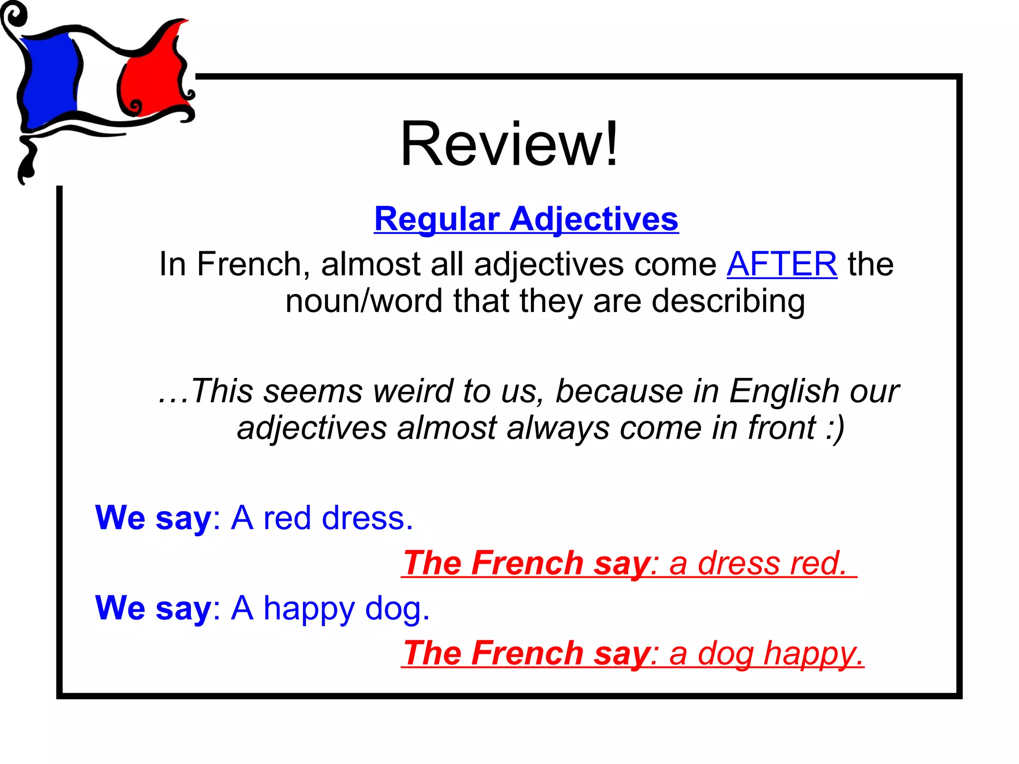 Les adjectifs BAGS/BANGS | PPT