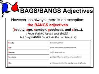 Les adjectifs BAGS/BANGS | PPT