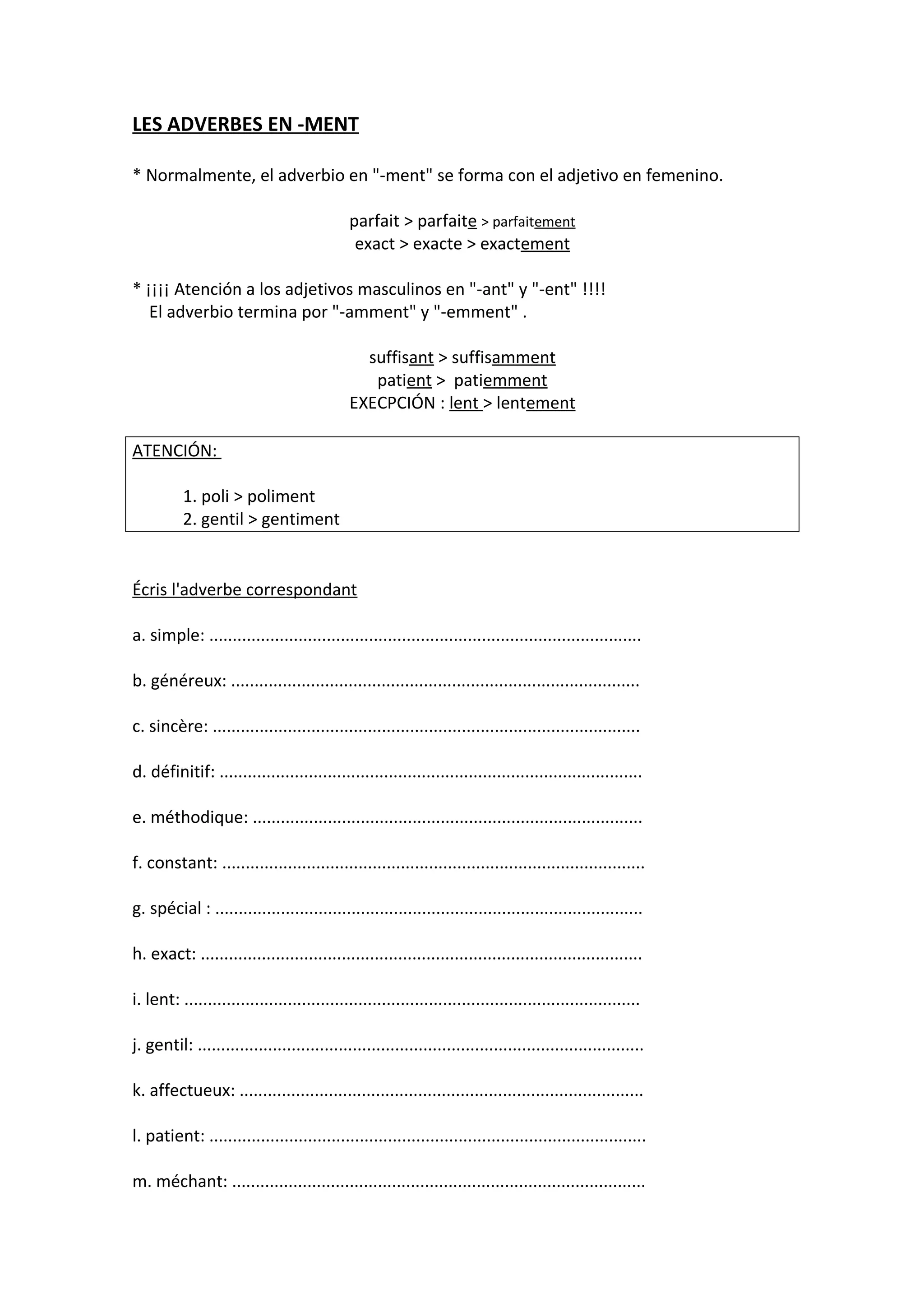 Les adverbes en -ment | DOC