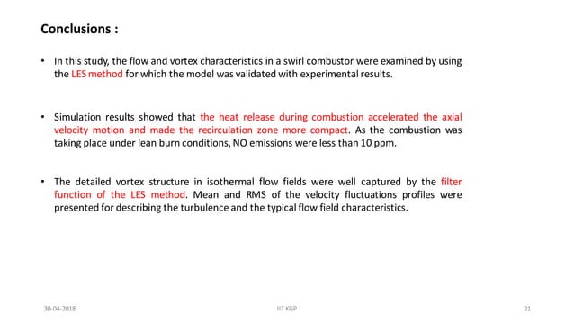 LES Analysis on Confined Swirling Flow in a Gas Turbine Swirl Burner | PPT