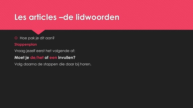 Les articles de lidwoorden | PPTX