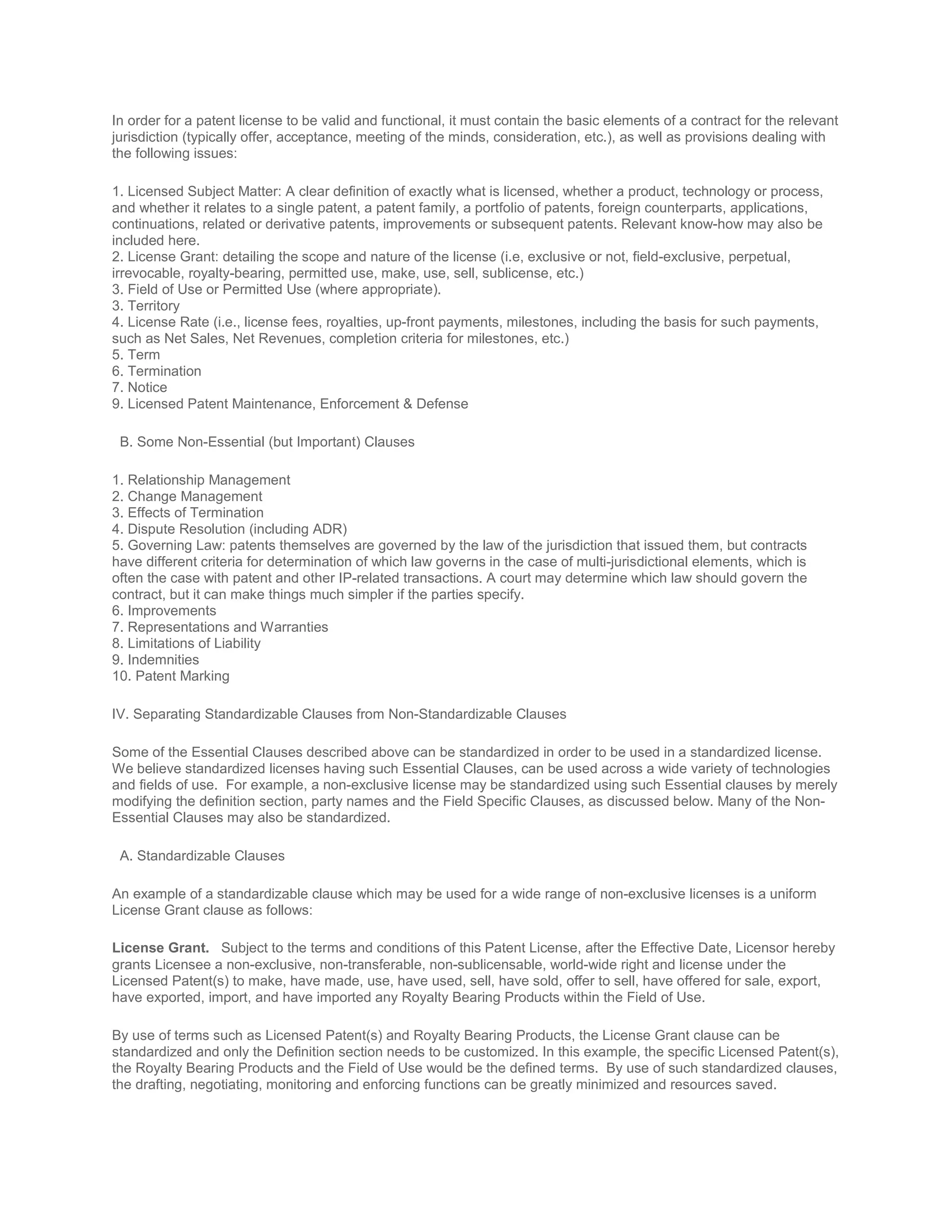 Standardizing Patent License Agreements | PDF