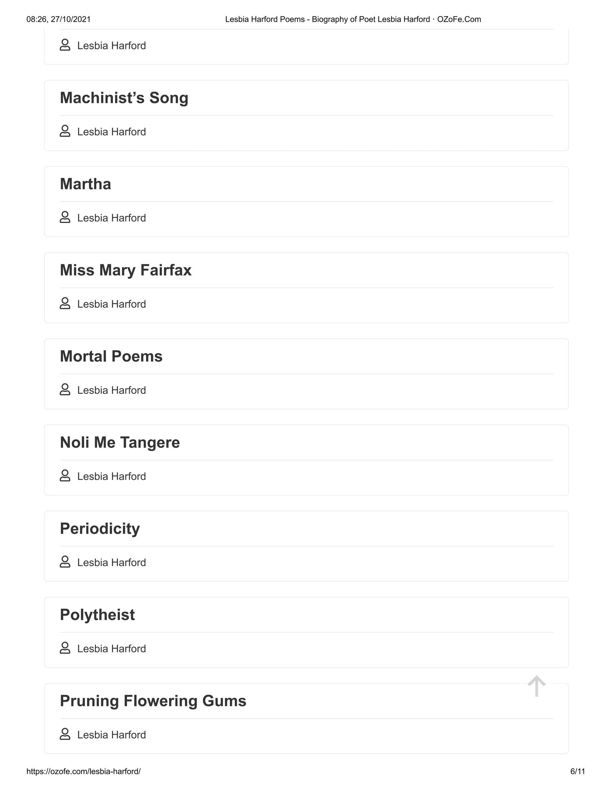 Biography of poet Lesbia Harford | PDF