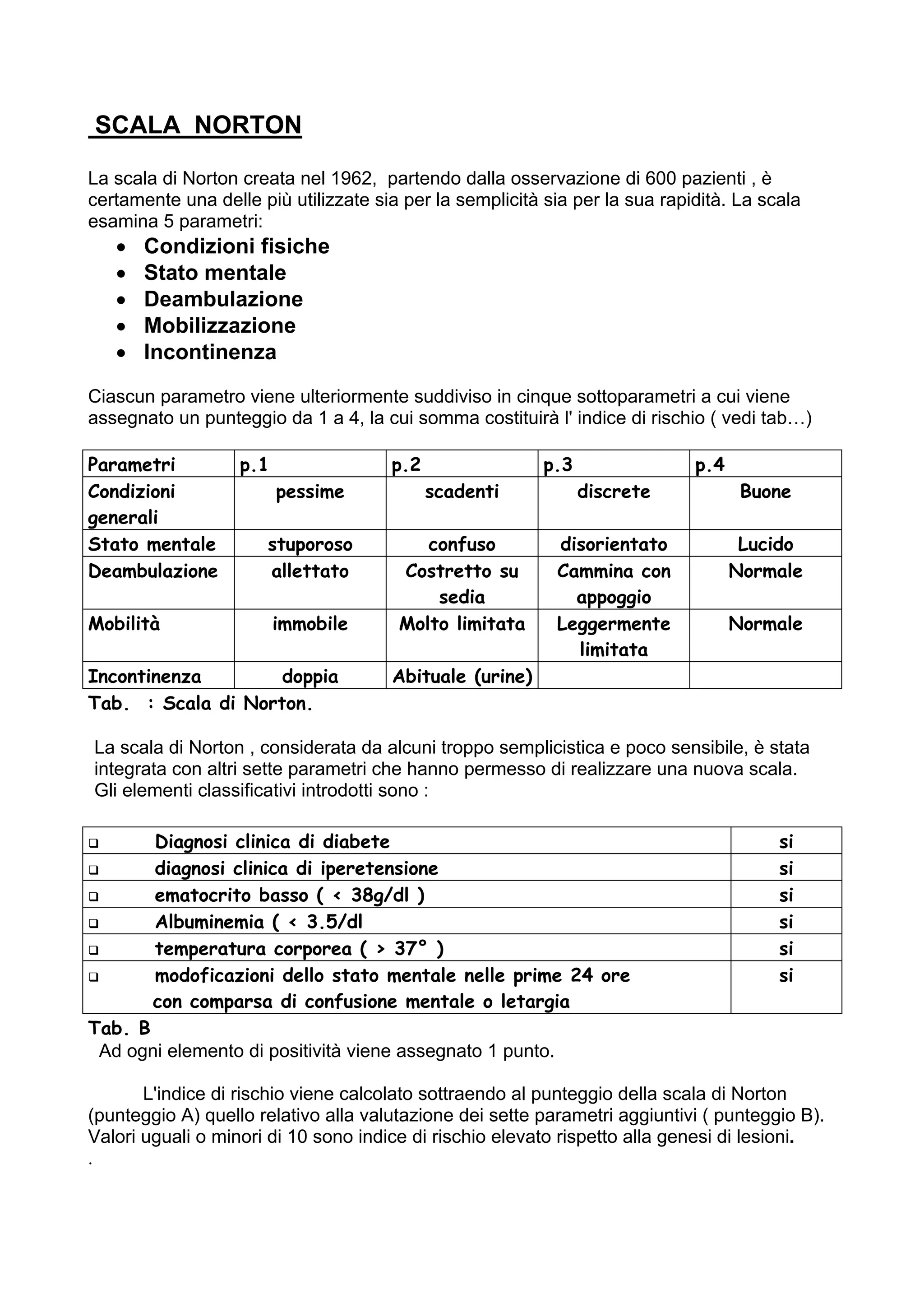 Le scale di valutazione del rischio per lesioni da decubito | PDF