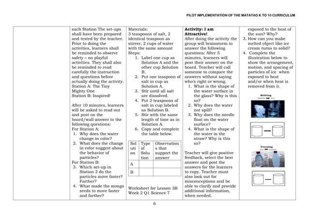 LE_Science7_Q1_week-2_final.pdf Learning Exemplar for science 7 MATATAG curriculum | PDF ...