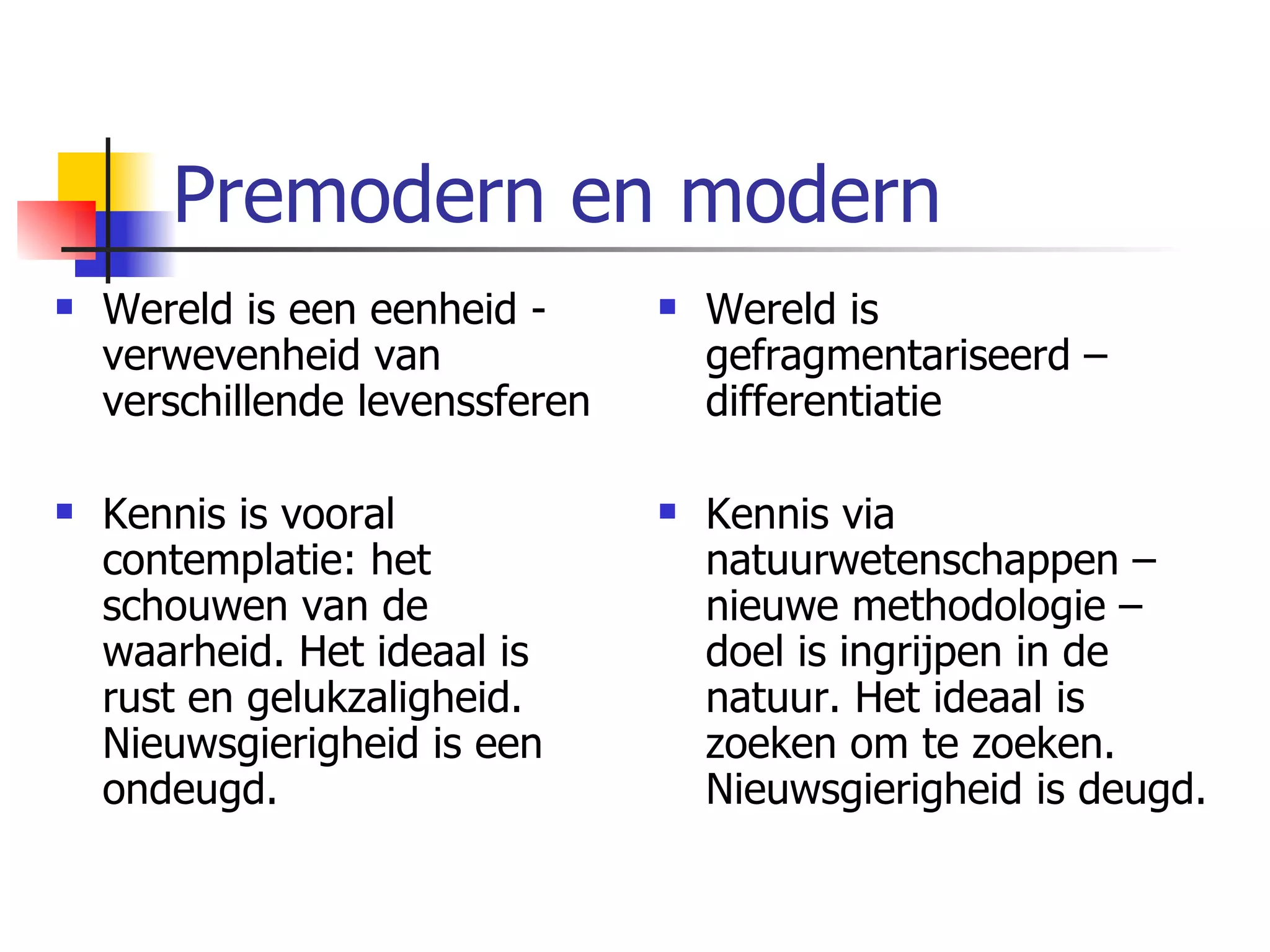 Lesdag 3 denken over de mens premodern modern postmodern | PPT