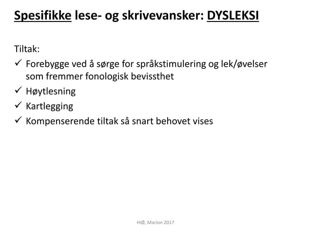 Lese- og skrivevansker 2017 | PPT