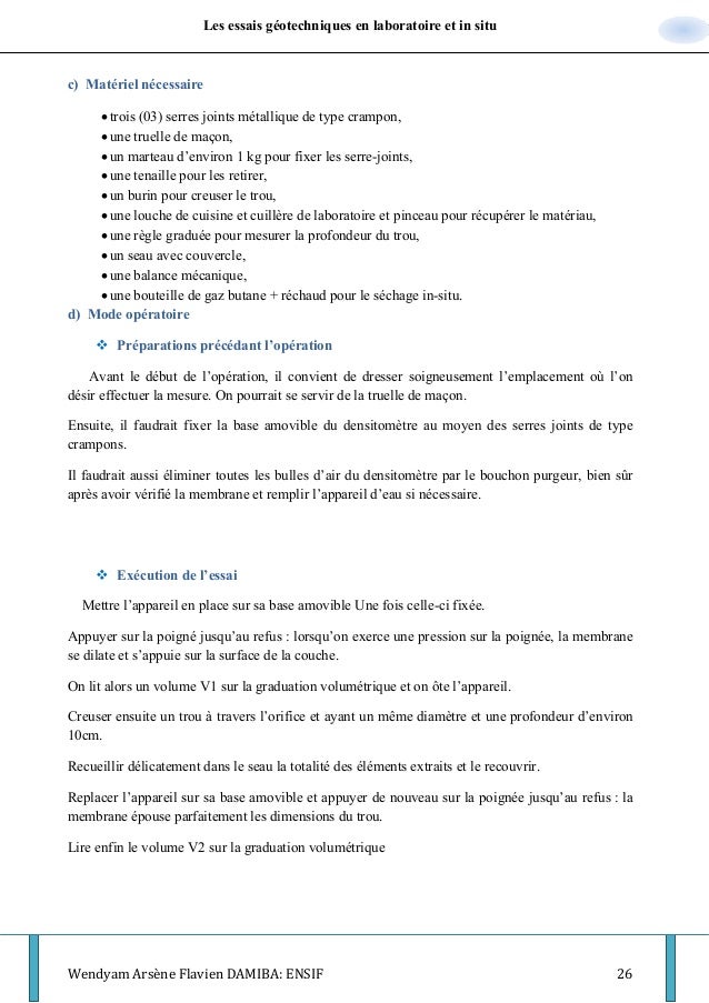 Les essais geotechniques en laboratoire et in situ