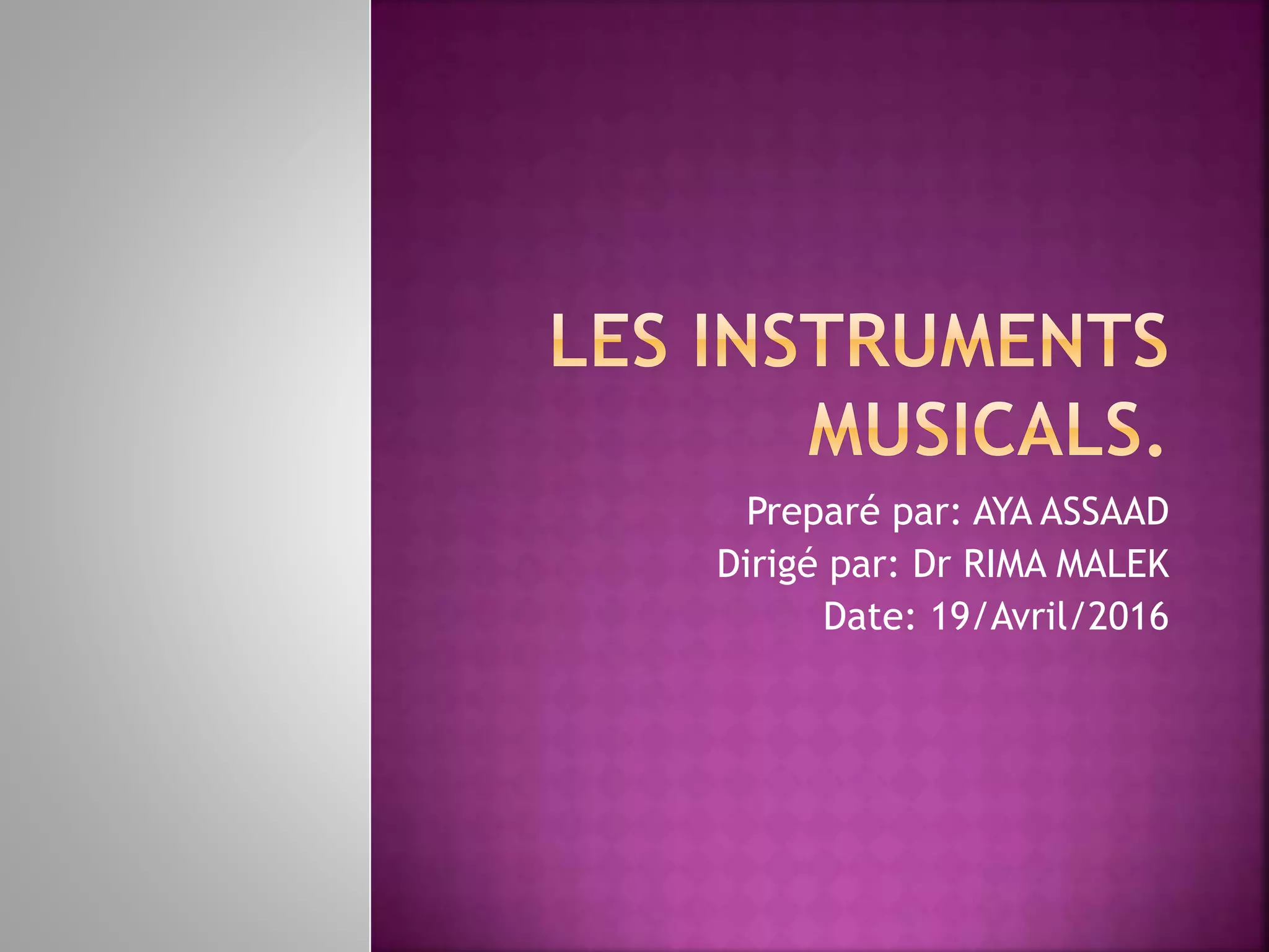 Les instruments musicals | PPTX