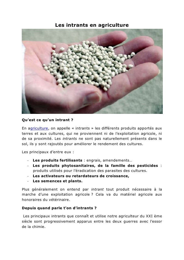 Les intrants agricoles