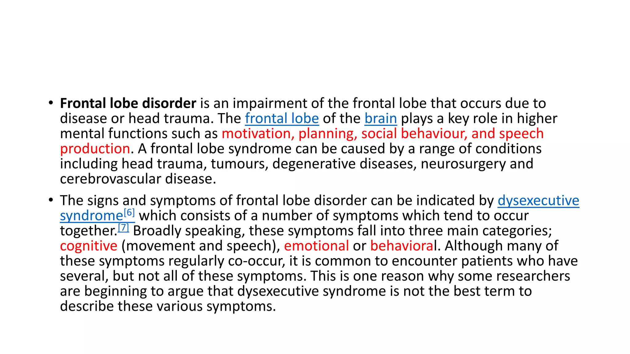 Frontal Lobe Lesion | PPTX