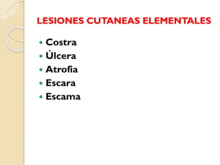 Lesiones cutaneas elementales. dermatologia. efrain negrete | PPTX