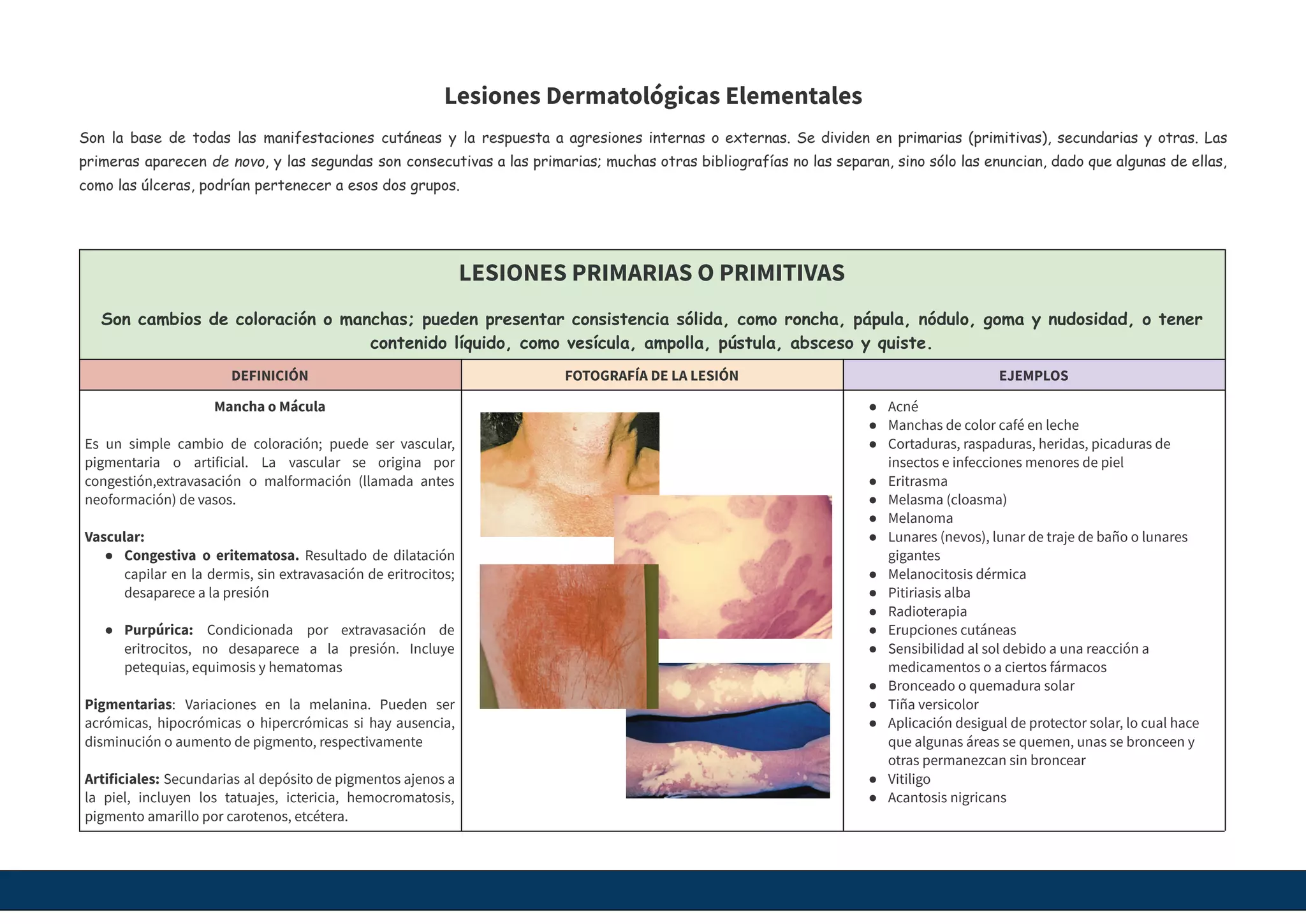 Lesiones dermatológicas elementales. | PDF