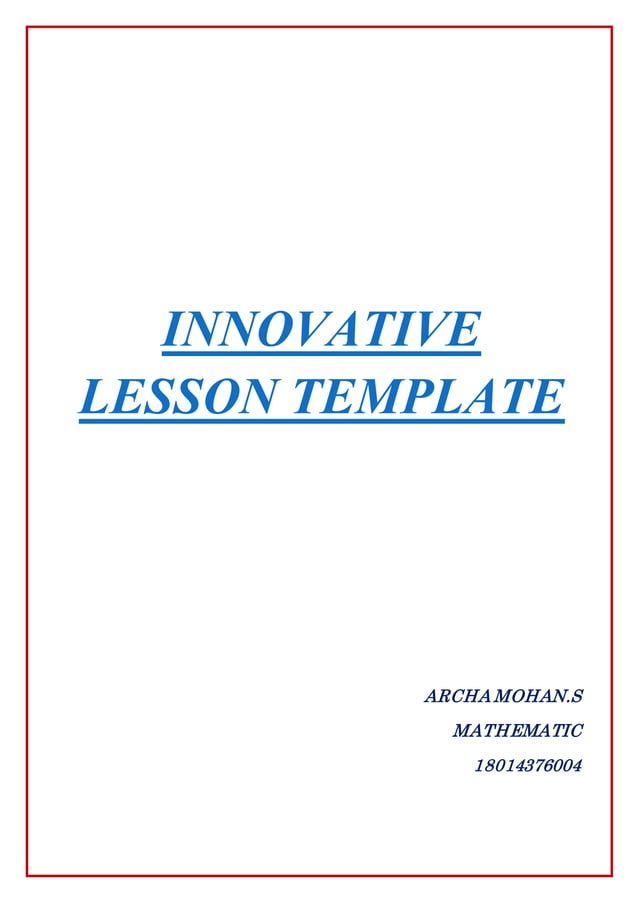 innovative lesson plan | DOCX | Physics | Science