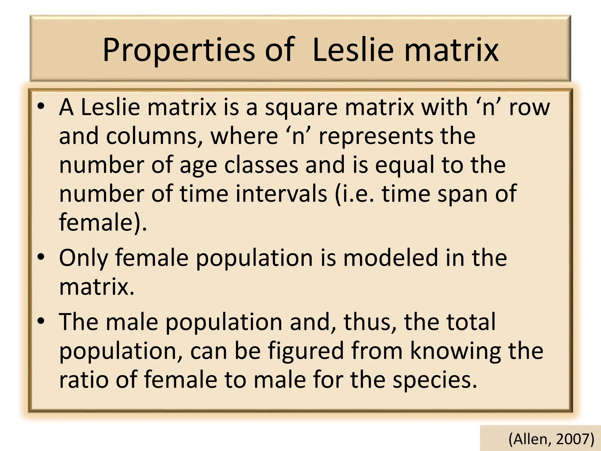 Importance of Leslie Matrix and age distribution towards population ...
