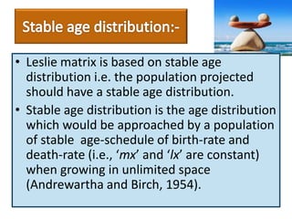 Importance of Leslie Matrix and age distribution towards population ...